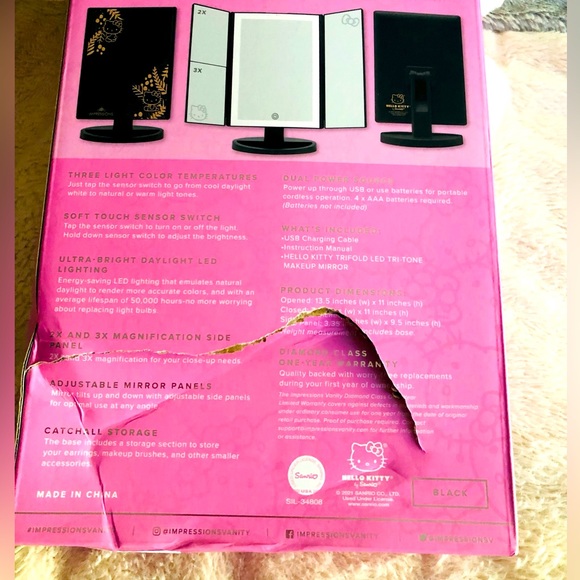 Impressions | Bath | Hello Kitty Impressions Black Tri Fold Vanity ...